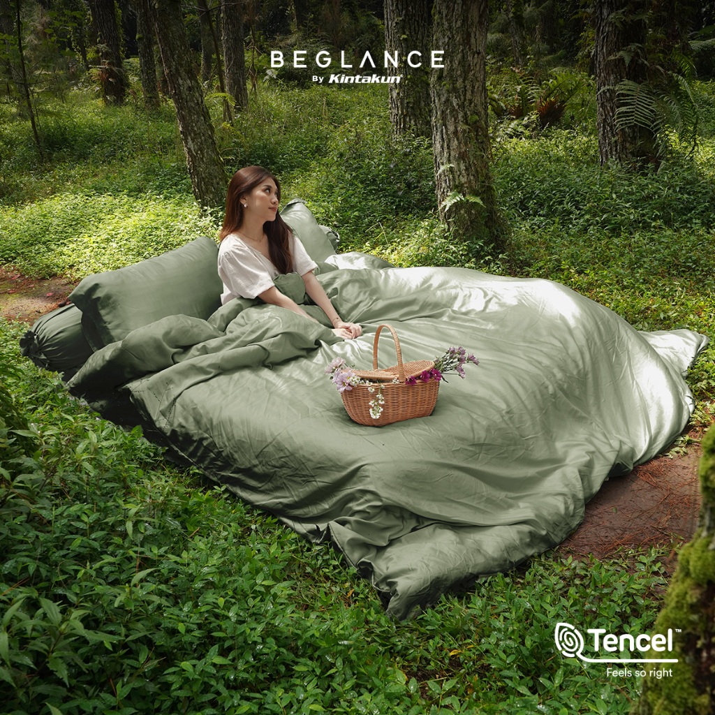 Jual BEGLANCE Tencel Lyocell Sprei Set Fitted 160 x 200 / 180 x 200 / 200 x 200 Shy Green Polos ...