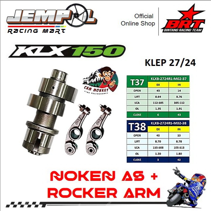 Jual BRT Master Cam Noken As Klep Rocker Arm Pelatuk Roller KLX 150 ...