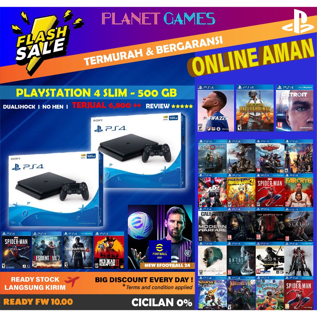 Jual Planetgames Playstation Type Slim + Hdd 500 Gb Include full games ...