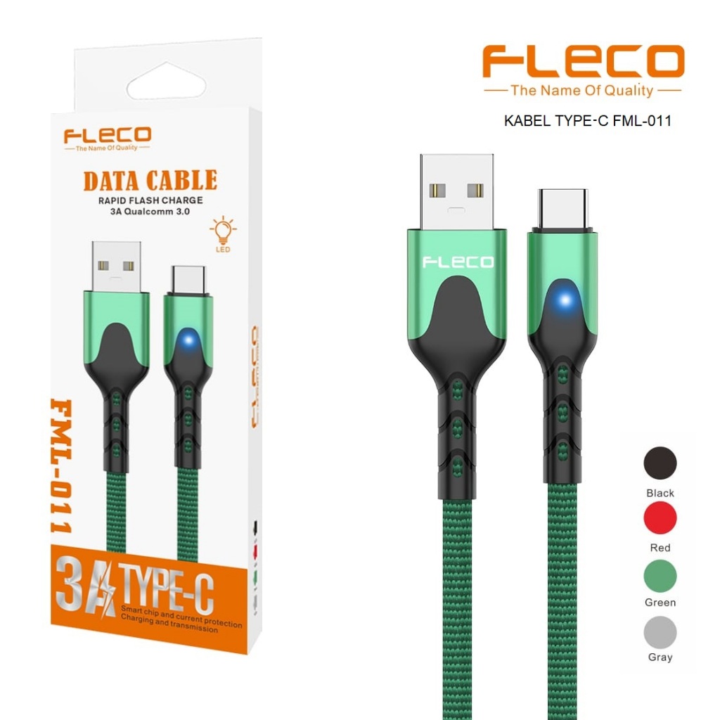 Jual CABLE DATA USB FLECO FML-011 KABEL DATA USB LED MICRO / LIGHNING ...