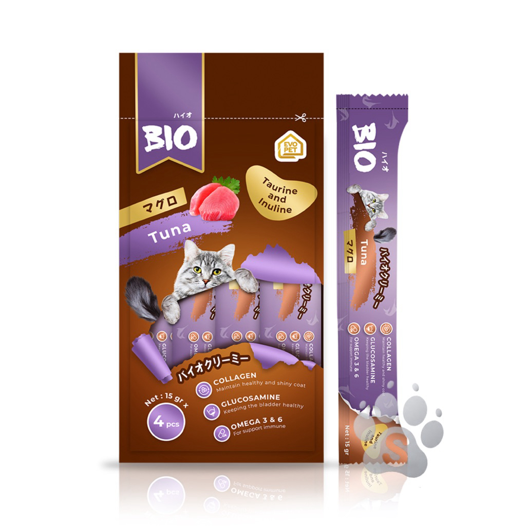 Jual BIO CREAMY CAT TREAT 60 GR / SNACK CREAMY (15 GR x 4 PCS) | Shopee ...