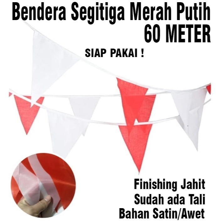 Jual Banner Bendera Merah Putih Segitiga / Bendera HUT RI / 17 Agustus / Bendera Segitiga Hias ...