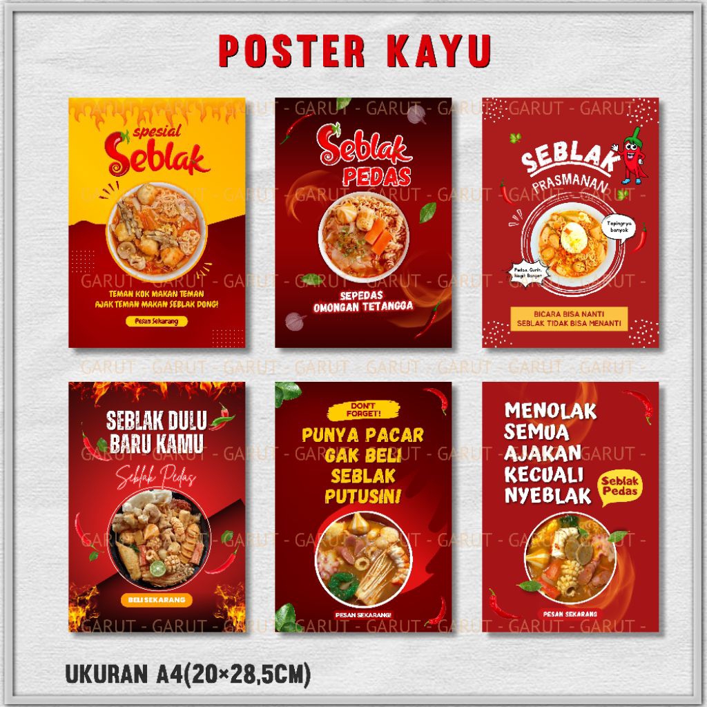 Jual HIASAN DINDING MENU MAKANAN SEBLAK POSTER KAYU PAJANGAN DINGDING ...