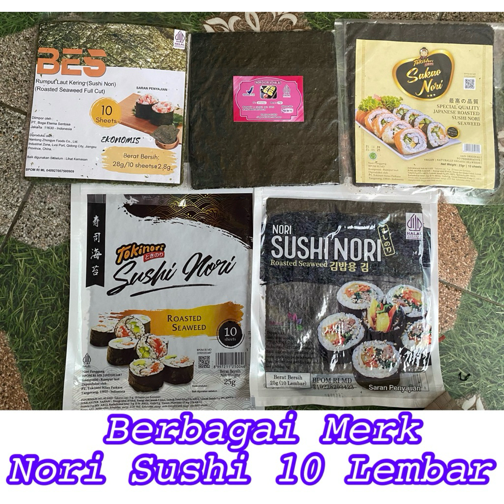 Jual Nori Sushi isi 10 Lembar Halal Promo Nori rumput laut merk java tokinori sakao bes nori ...