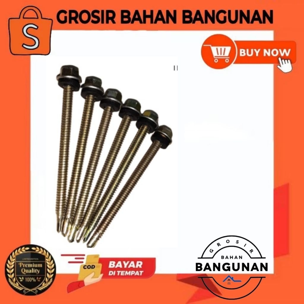 Jual Baut Roofing Atap Spandek AKS 7 cm / 12x70 ( PER 50 PCS ) | Shopee ...