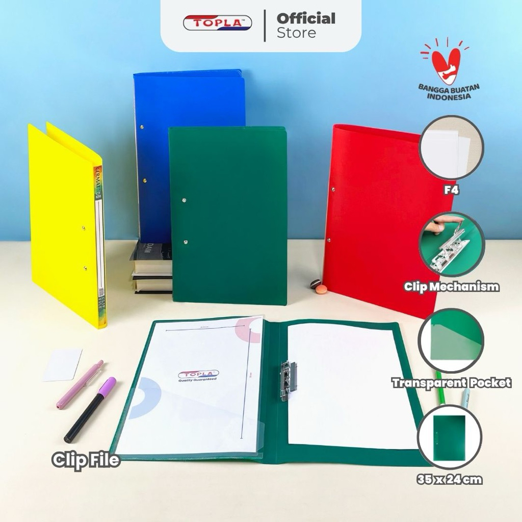 Jual TOPLA Clip File Cermat Map Jilid Dokumen Jepit Folio F4 | Shopee ...