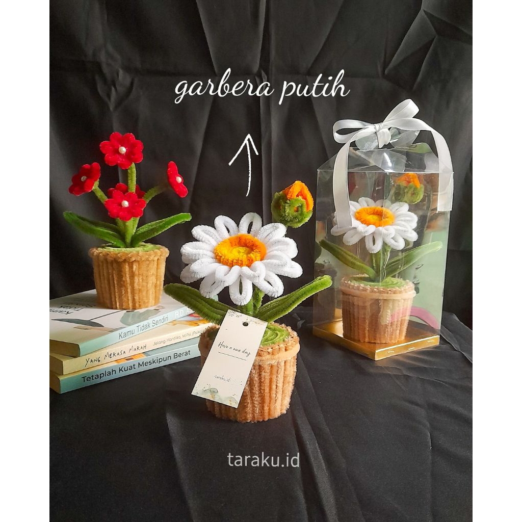 Jual (Ready Stock) Kado Pajangan Pot Bunga Kawat Bulu Sunflower Tulip ...