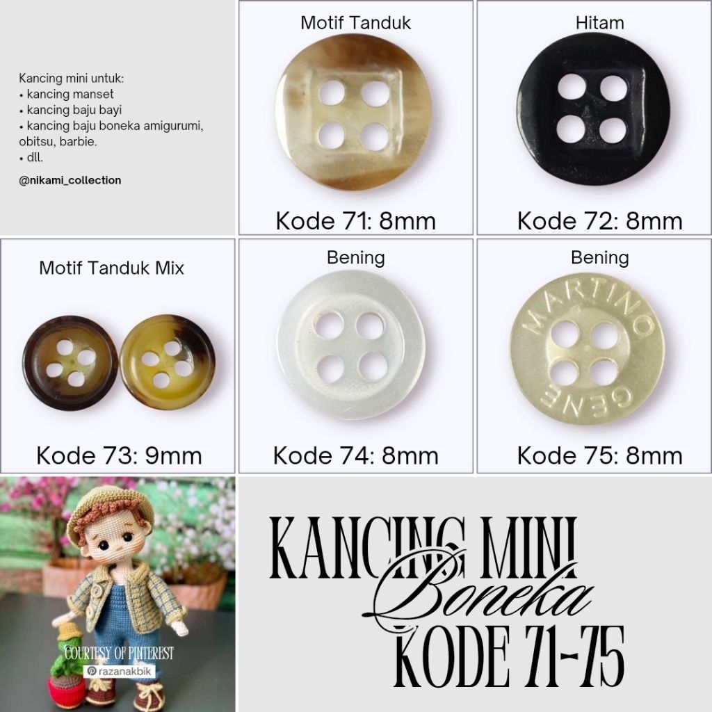 Jual Kancing Mini | Kancing Bayi | Kancing Boneka Amigurumi Kode 71 ...