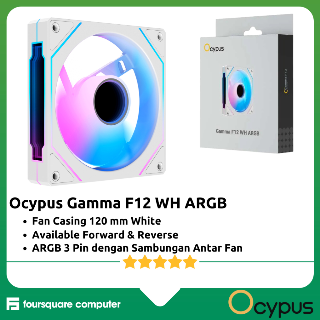 Jual New Ocypus Gamma F12 WH ARGB Forward Reverse White Fan Casing 120 ...