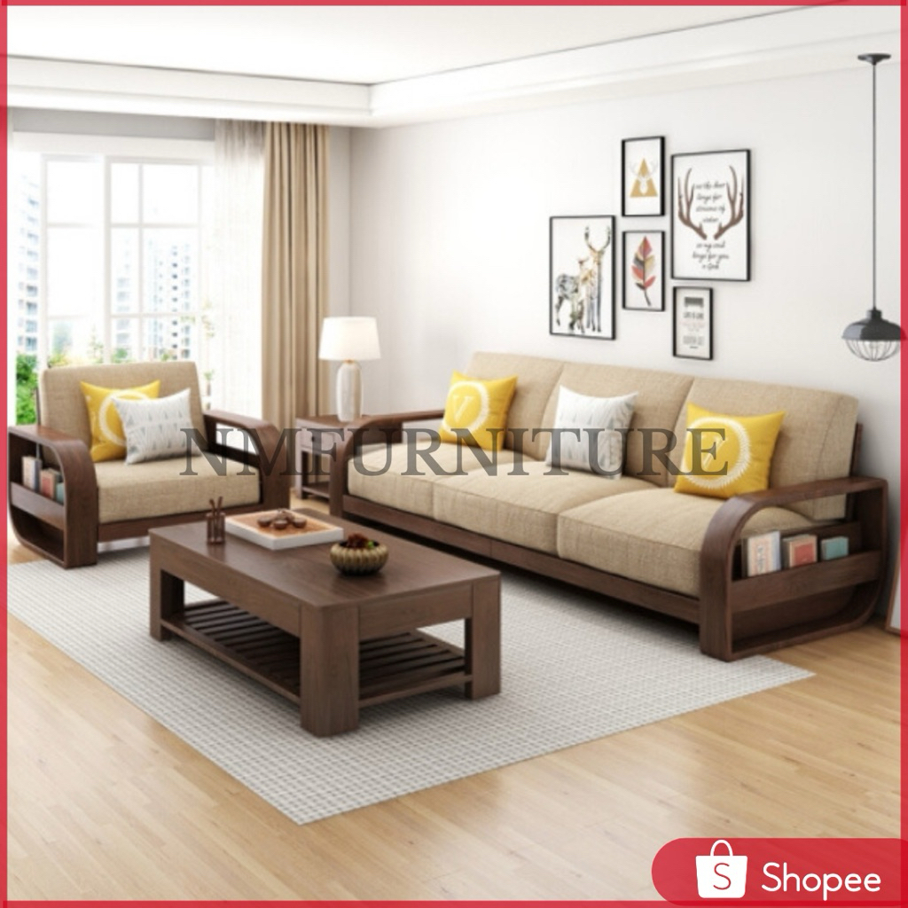 Jual Set sofa kayu jati set kursi tamu minimalis modern | Shopee Indonesia
