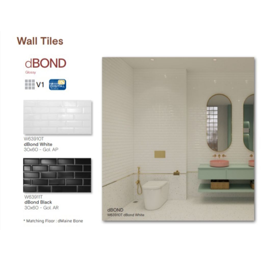 Jual KERAMIK MERK ROMAN TIPE dBOND WHITE BLACK UKURAN 30X60 PERMUKAAN ...