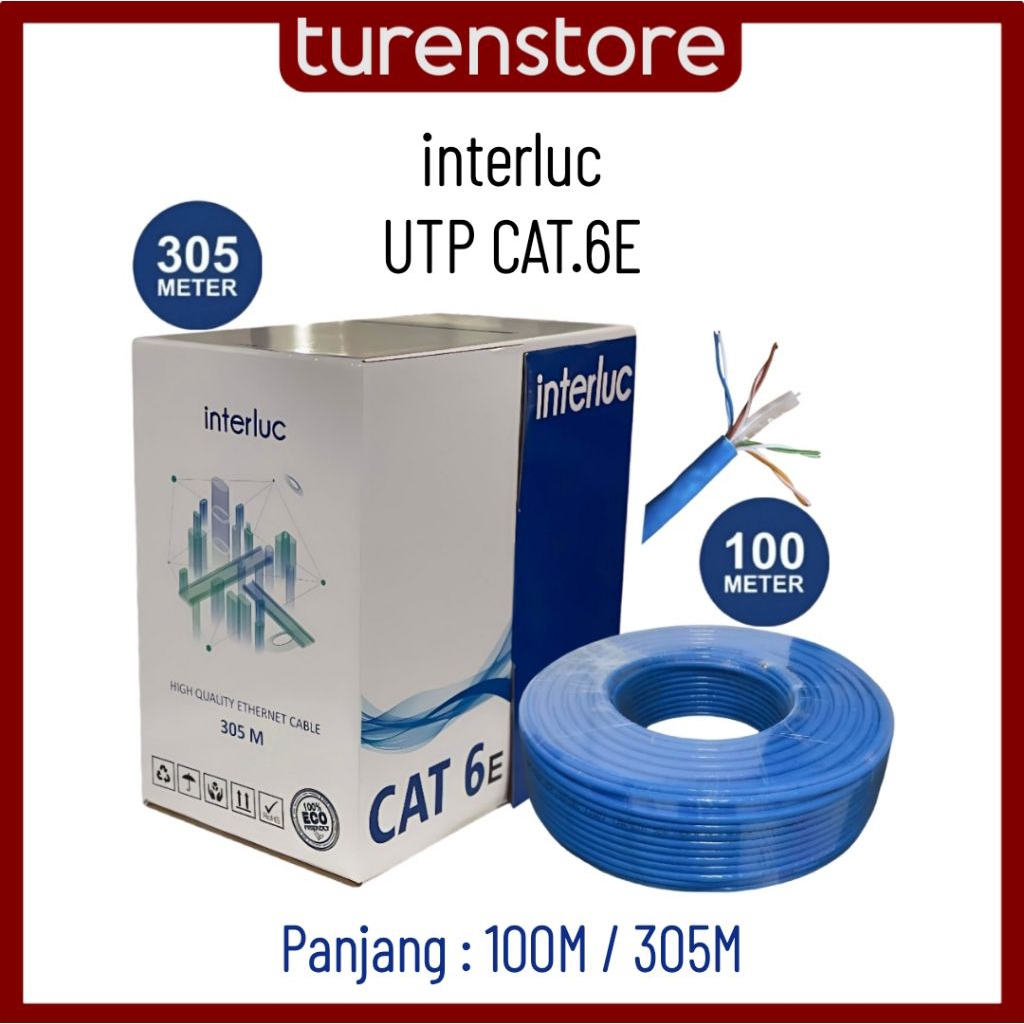 Jual interluc UTP CAT6 CAT6E 1 Dus 1 Roll 100M / 305M Kabel LAN Gigabit CAT6 CAT6E | Shopee ...
