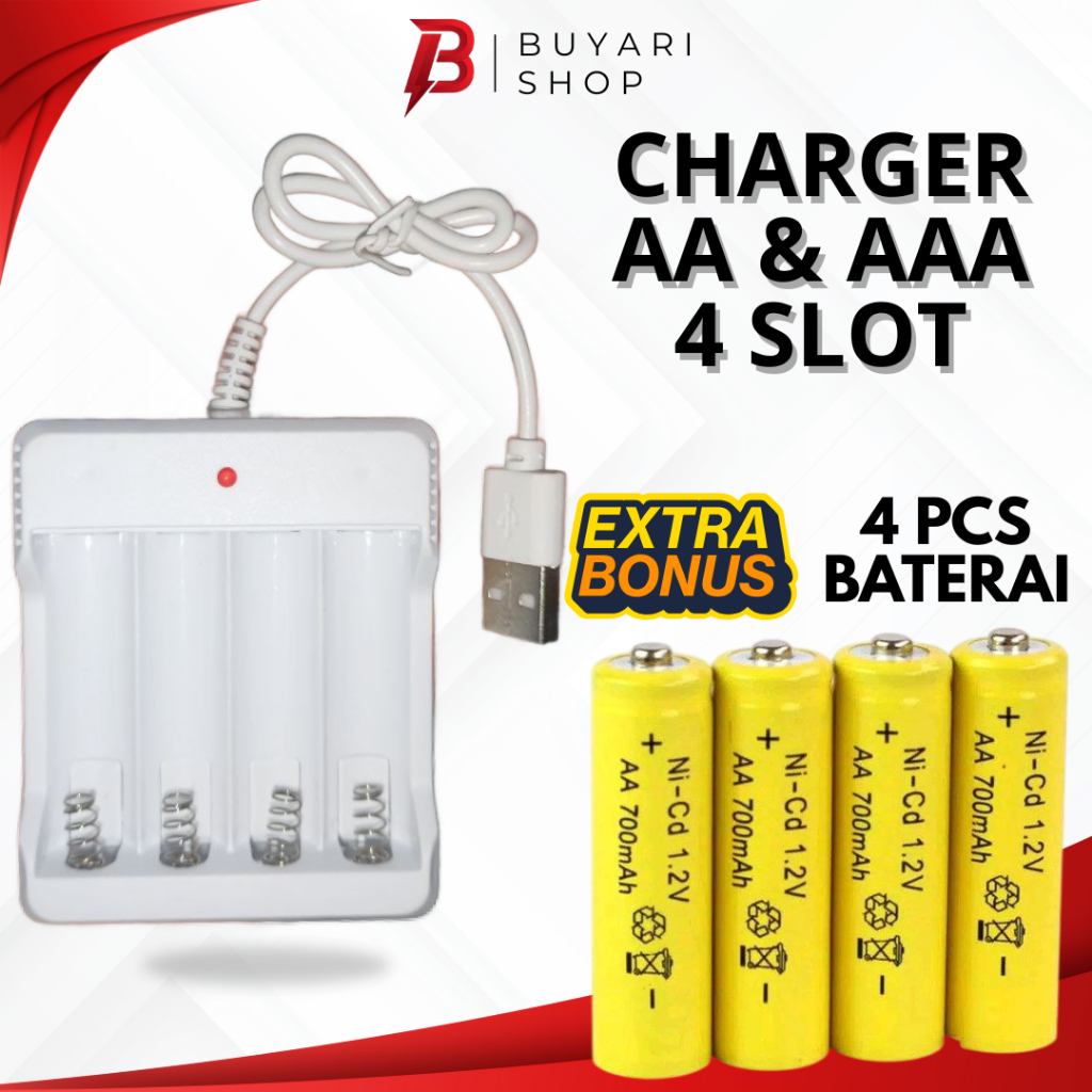 Jual BONUS BATERAI! Charger Batre AA AAA 3 Slot Charger AA AAA Mobil ...