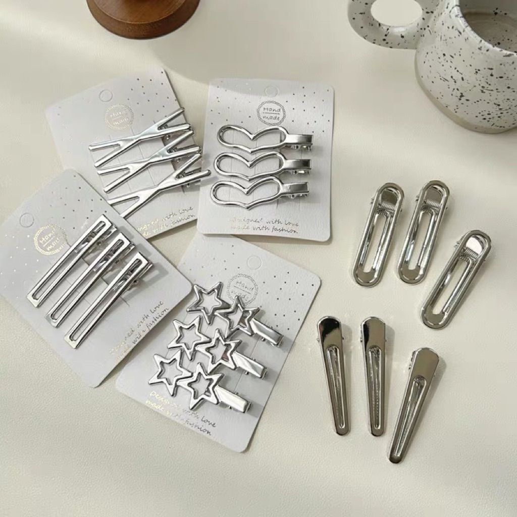 Jual jepit jepitan rambut sirver set 3 pcs bentuk model motif bintang ...