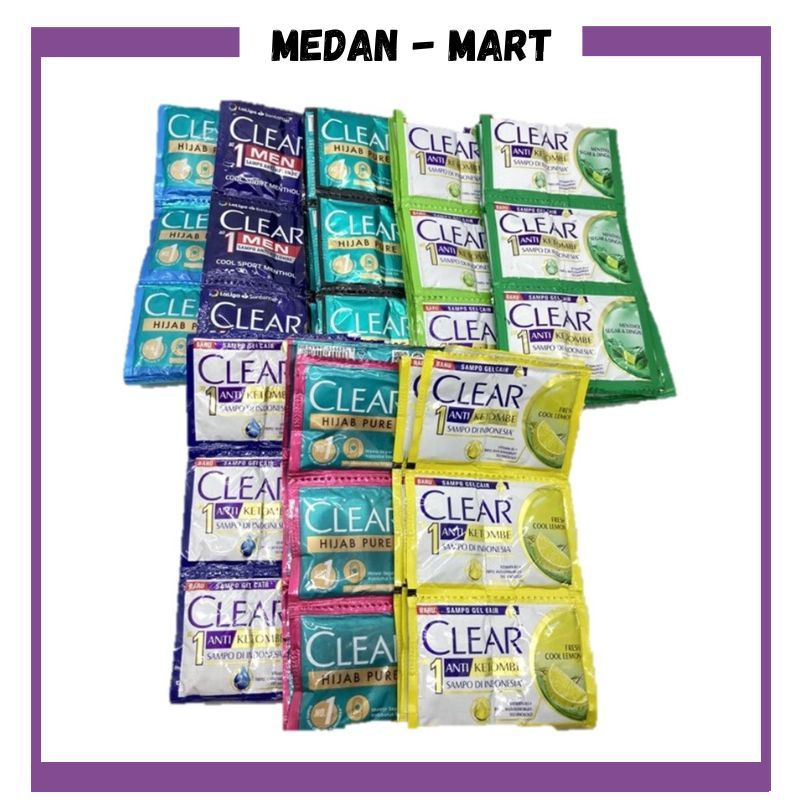 Jual shampo clear sachet rencengan 1 renceng isi 12 baris isi 9ml anti ...