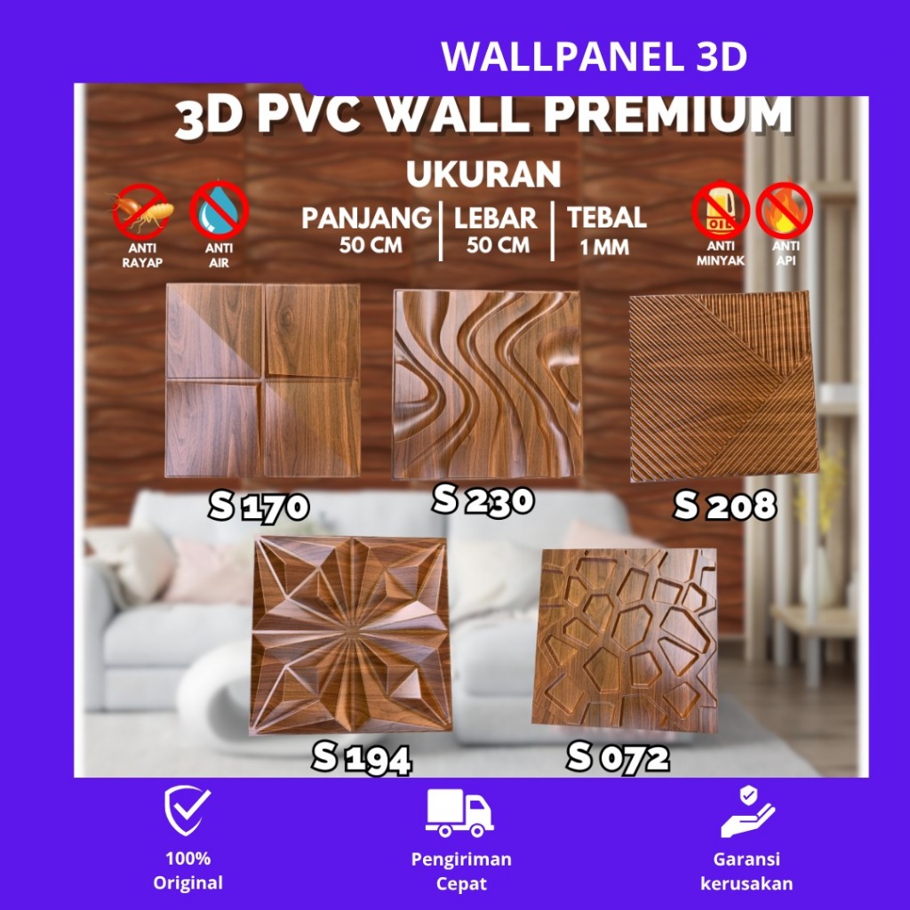Jual 3D Pvc Wallpanel/Wallpaper panel dinding/Wallpaper 3D | Shopee ...