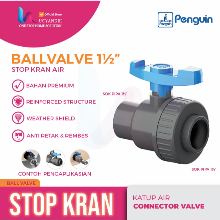 Jual Single Union Ball Valve SxS Penguin ukuran 1 1/2 Inch Sok ...