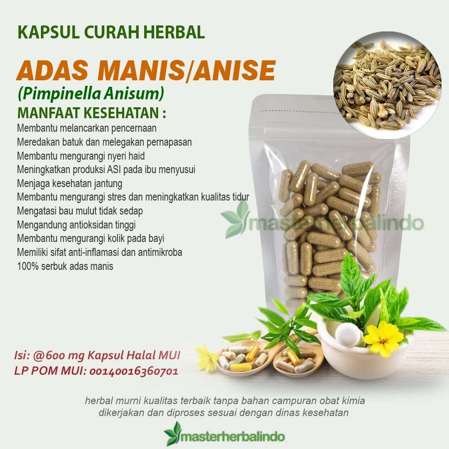 Jual Kapsul Curah Herbal Adas Manis 100 Caps Membantu Pencernaan Nafas ...