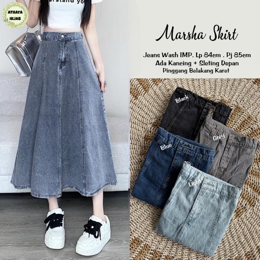 Jual Marsha Jeans Skiry Rok Lebar Mayung (Athaya) | Shopee Indonesia