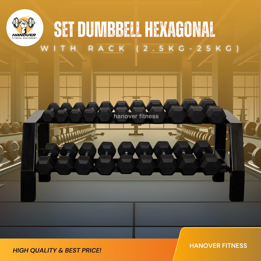 Jual HANOVER FITNESS | Dumbbel hexa set with rack 2,5-25kg / rack ...