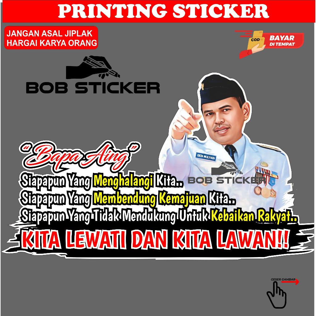 Jual stIker kata kata dedi mulyadi / KDM / Kang dedi Mulyadi / Bapa Aing / motor dan mobil ...