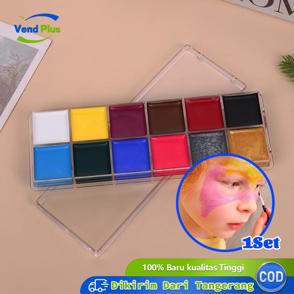 Jual Cat Wajah 12 Warna Face Paint Body Painting Pewarna Lukisan Body ...