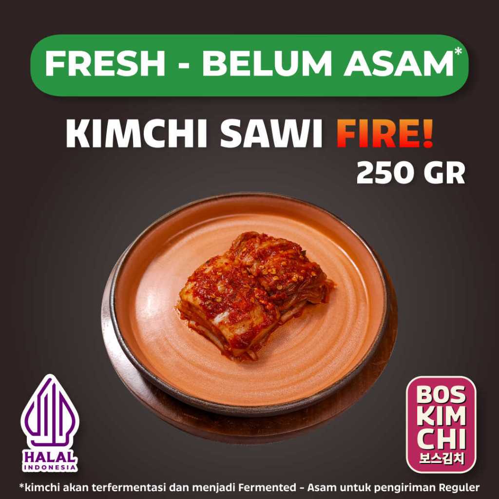 Jual Kimchi Sawi FIRE! 250 gr Boskimchi | Baechu Kimchi Super Pedas ...