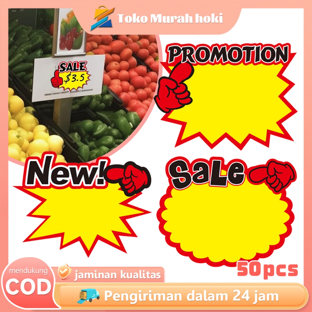 Jual Kertas Harga Promo 50pcs Pop Card Sale Tag Kartu Promosi Label ...