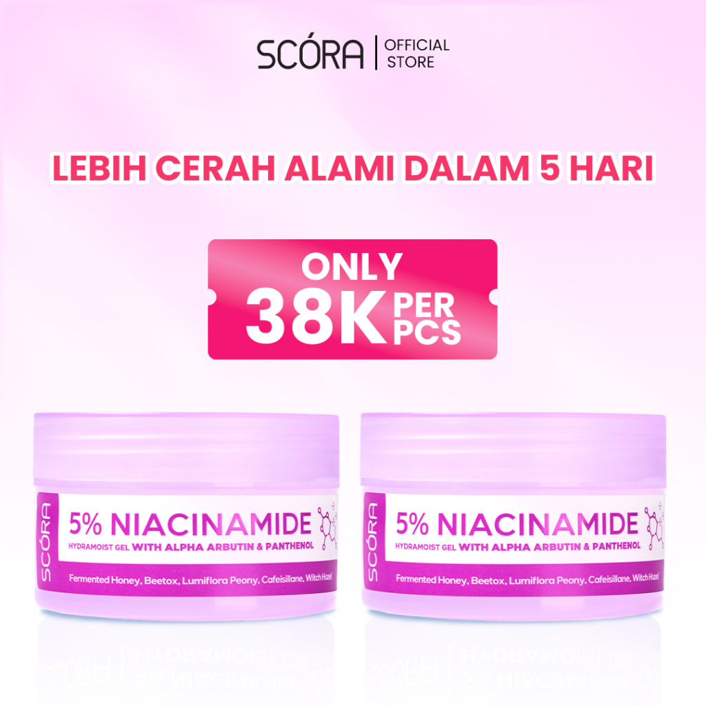 Jual [KULIT LEMBAP SEPANJANG HARI] SCORA 5% Niacinamide Hydramoist Gel with Alpha Arbutin ...