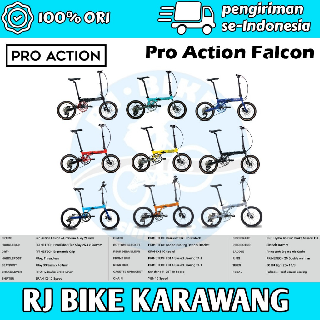 Jual SEPEDA LIPAT PRO ACTION FALCON 1X10 Speed 20 INCH | Shopee Indonesia