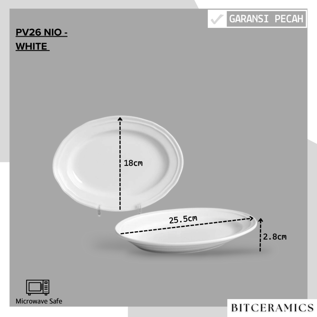 Jual Piring Oval Keramik 25.5CM / Piring Saji / Oval Plate / Piring ...