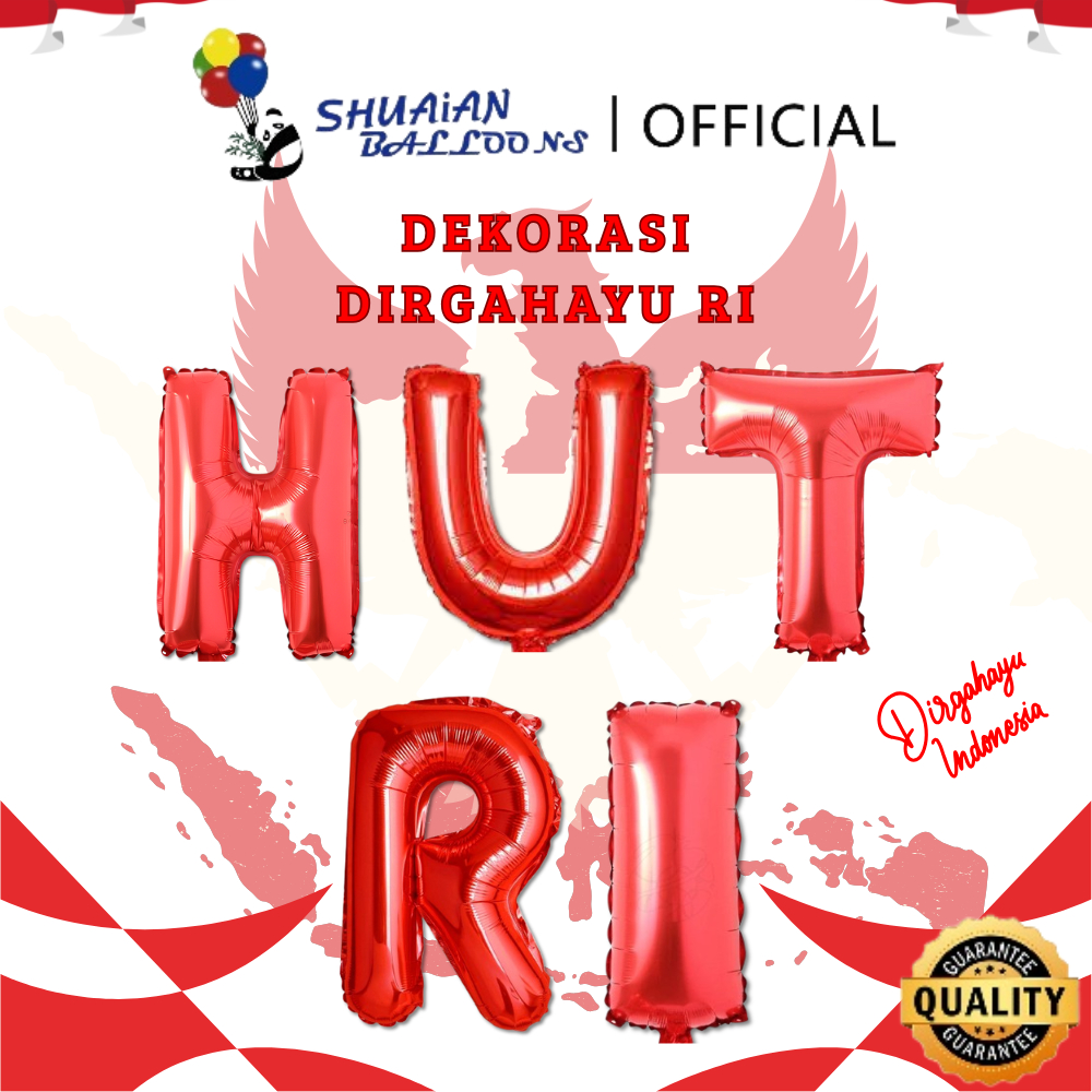 Jual SHUAIAN Balon Foil Huruf Warna Merah HUT RI Balon Paket Dekorasi ...