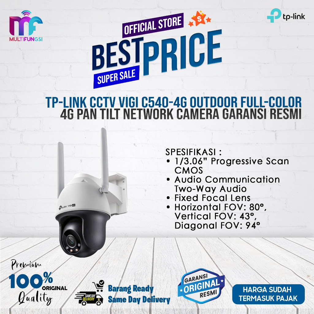 Jual TP-LINK CCTV Vigi C540-4G Outdoor Full-Color 4G Pan Tilt Network Camera Garansi Resmi ...