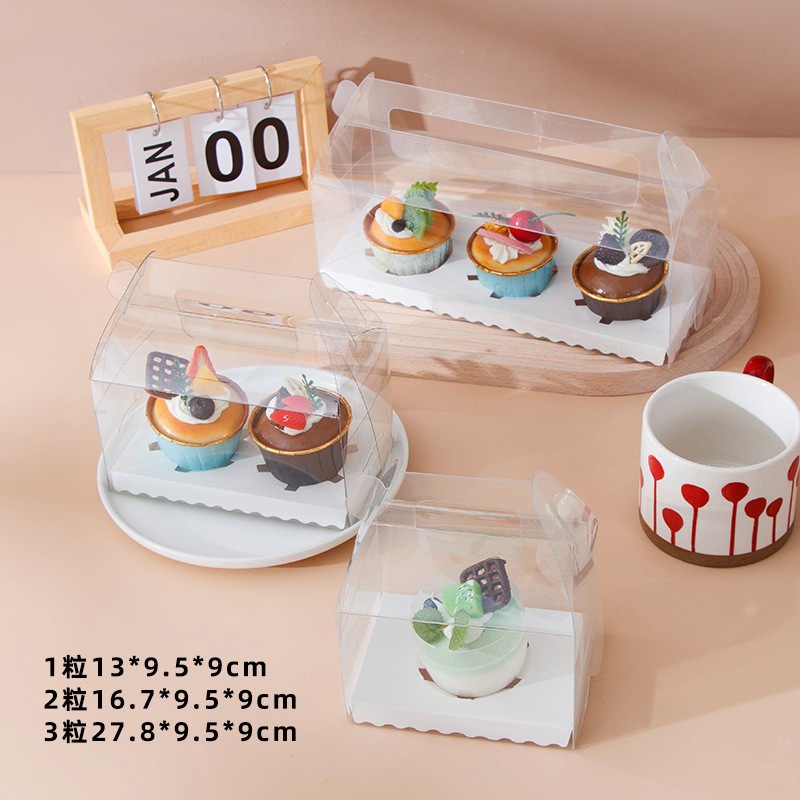 Jual Satuan- Box mika transparan dengan pegangan alas cupcake 1/2/3 ...