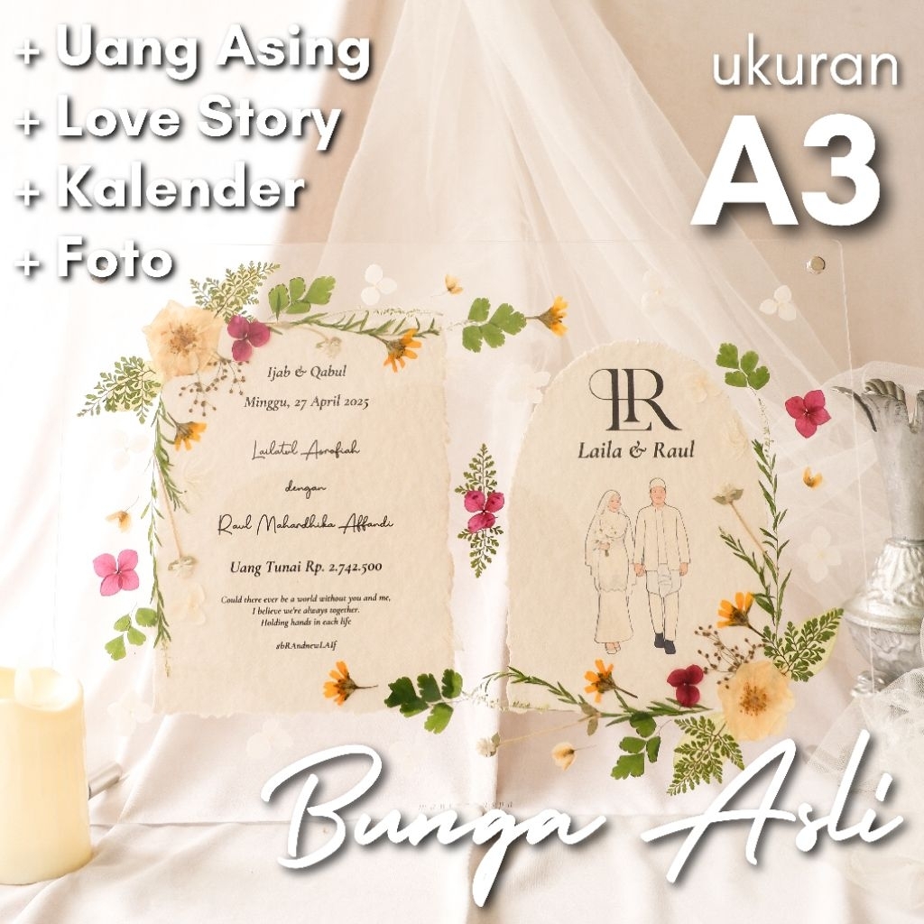 Jual Frame Mahar A3 BUNGA ASLI | pernikahan akrilik pengantin nikah ...