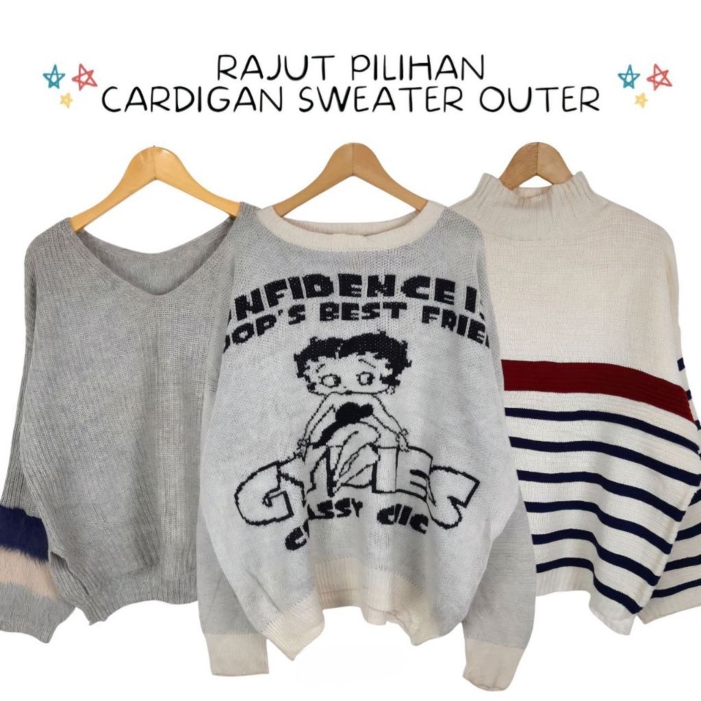 Jual (Pilihan 2) Sweater Cardigan Rajut Tebal Bermotif Lucu Unik ...
