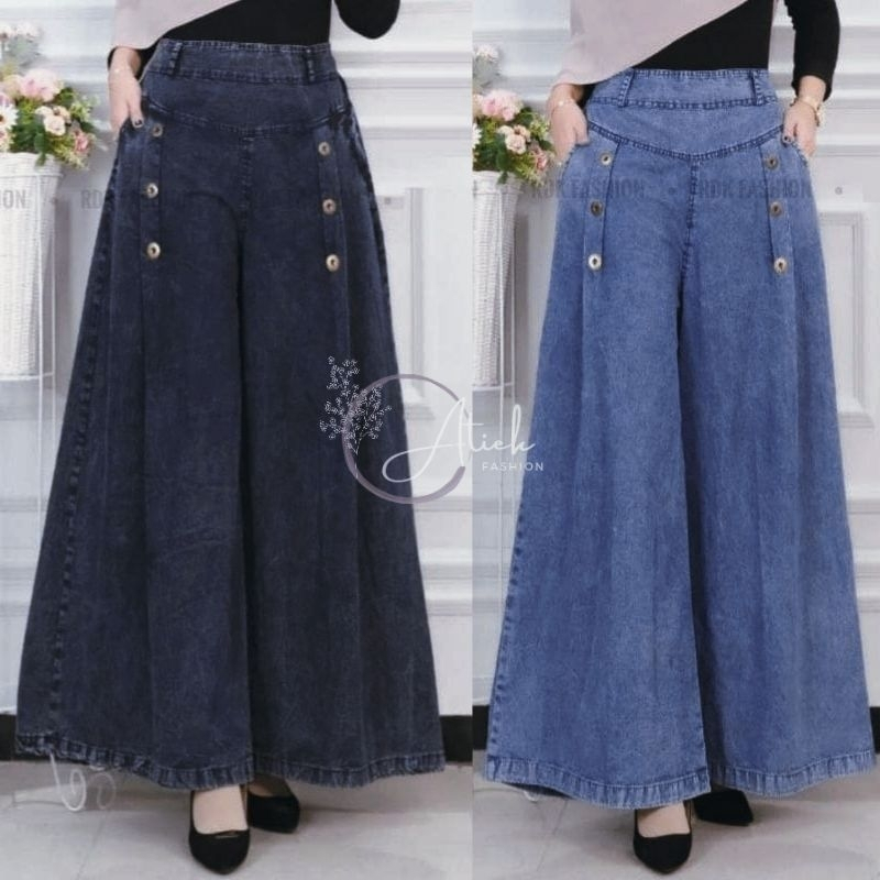 Jual Celana Kulot Paula Jumbo Snow Palazzo/Kulot Payung Denim/Kulot ...