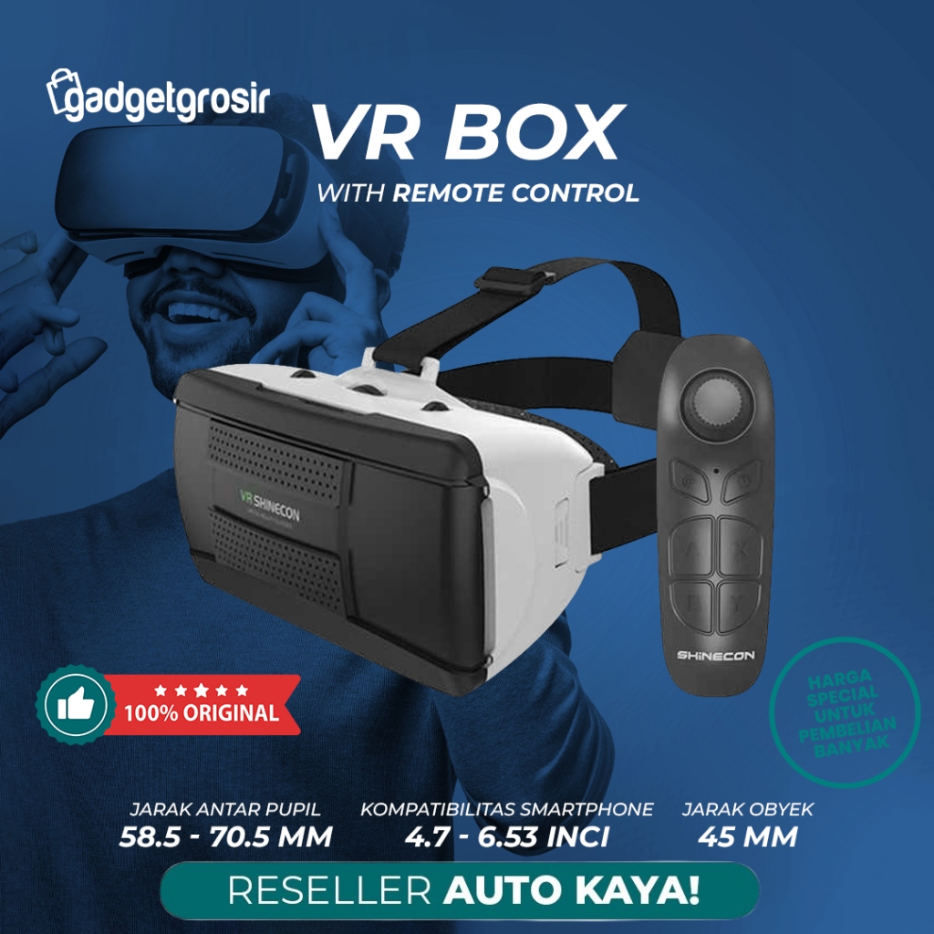 Jual Shinecon VR BOX Kacamata Virtual Reality 3D Glasses With Remote ...