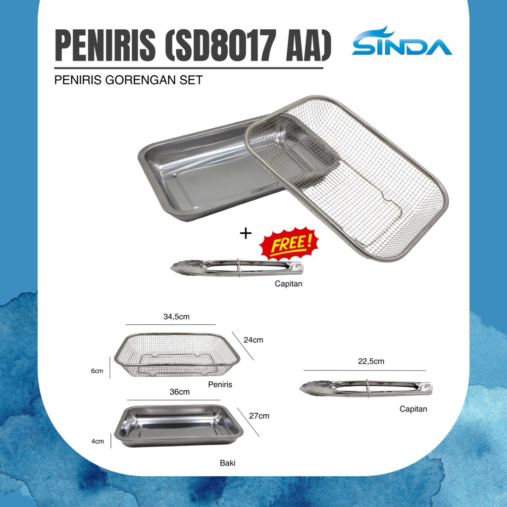 Jual peniris minyak gorengan stainless free japit makanan | Shopee ...