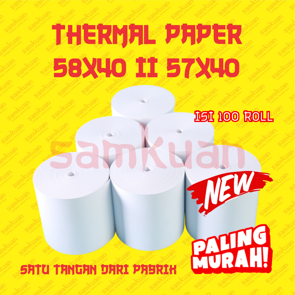 Jual DUS 100 ROLL KERTAS THERMAL STRUK KASIR / PPOB PAPER ROLL 58MM ...
