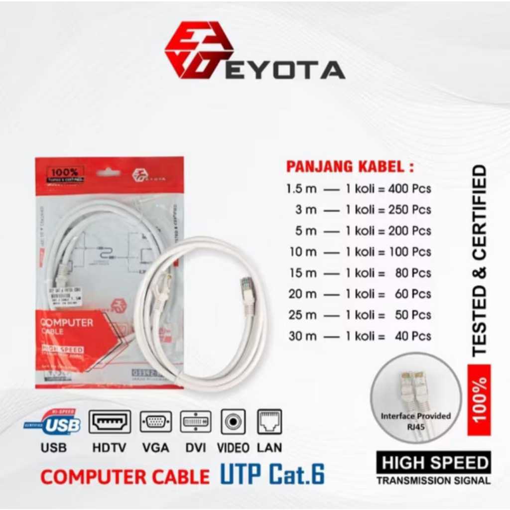 Jual EYOTA KABEL LAN UTP CAT6E 15 METER/20 METER/25 METER/30 METER ...