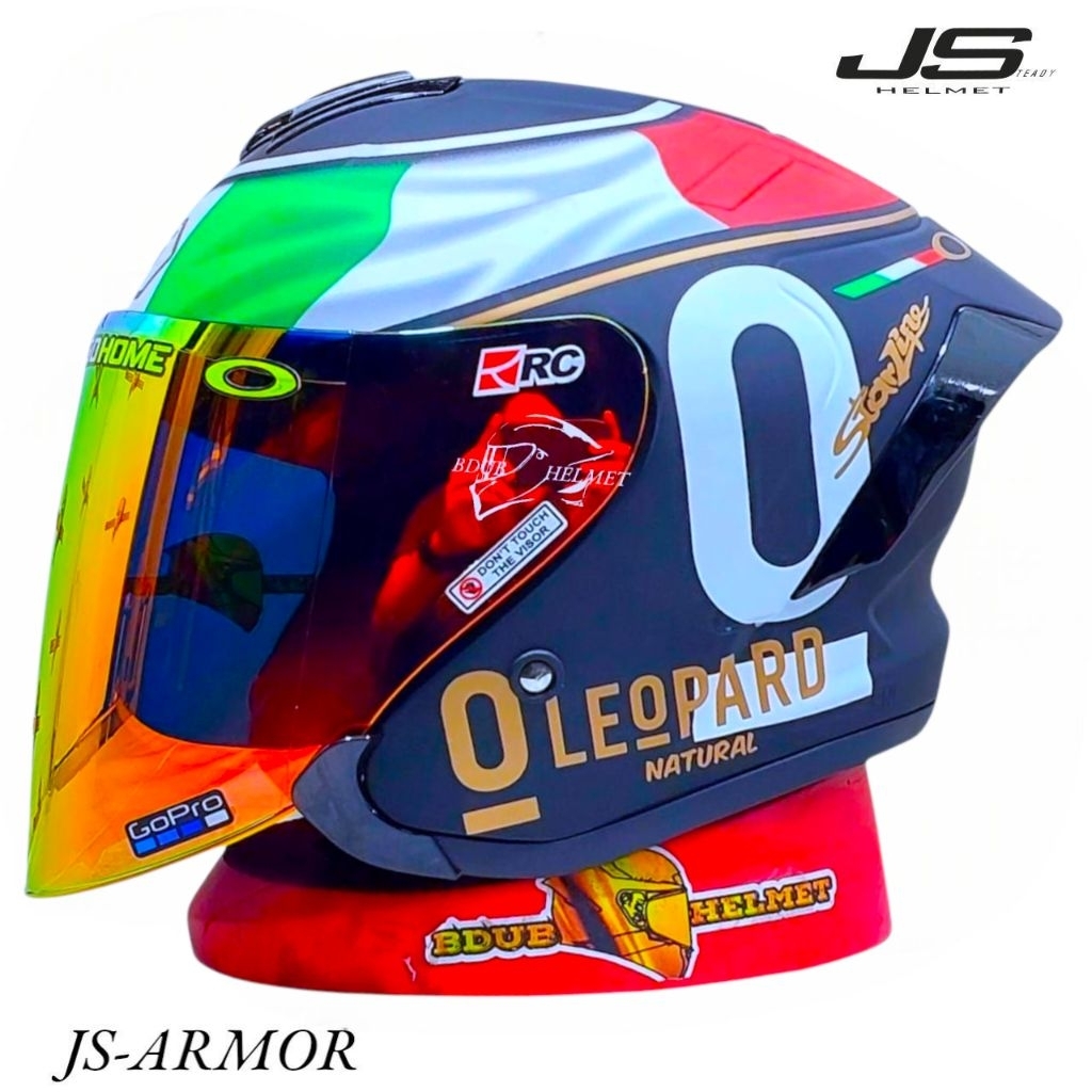 Jual Helm JS Armor motif Leopard paket ganteng spoiler 3D | Shopee ...