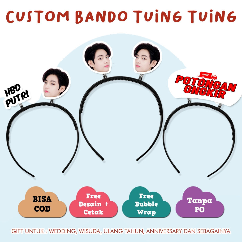 Jual Bando Tuing Tuing Custom Foto / Bando Ulang tahun / Bando Foto ...