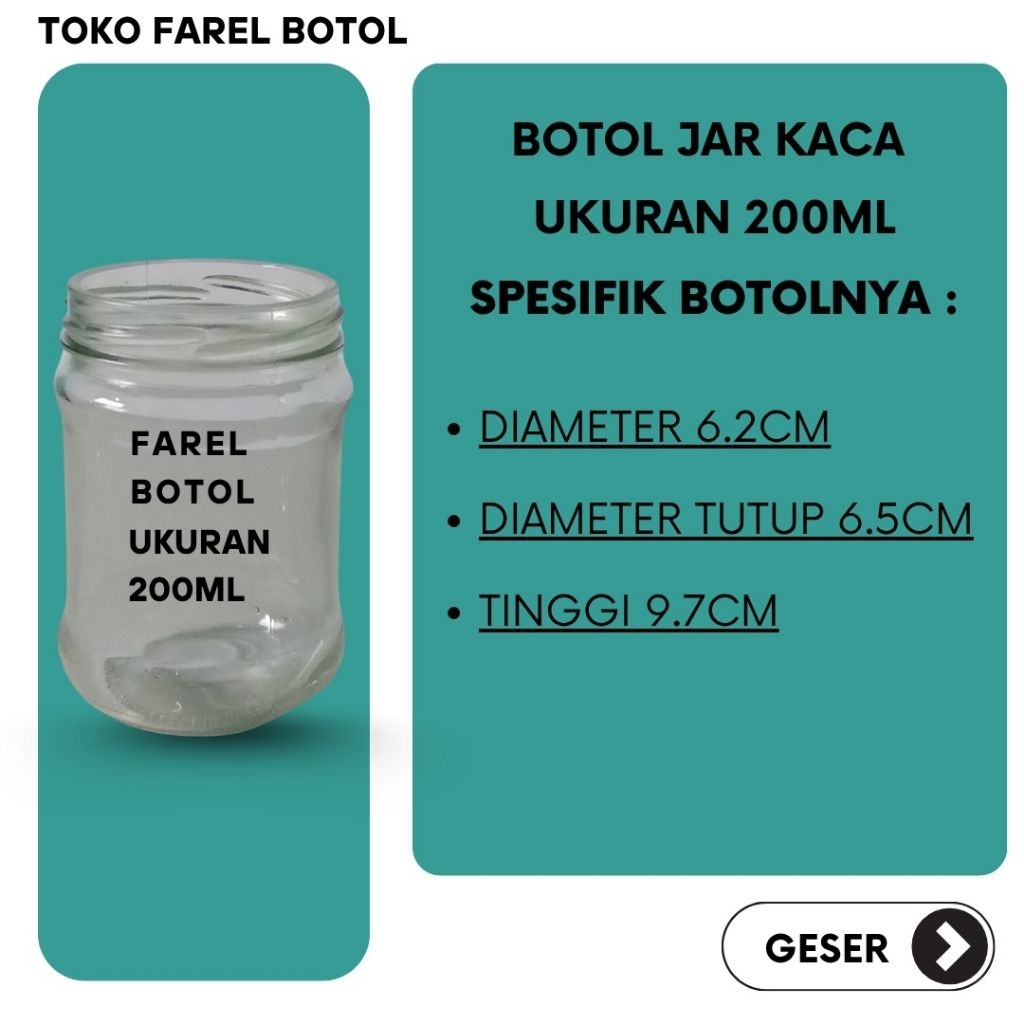 Jual Botol kaca jar 200ml barang rekondisi | Shopee Indonesia