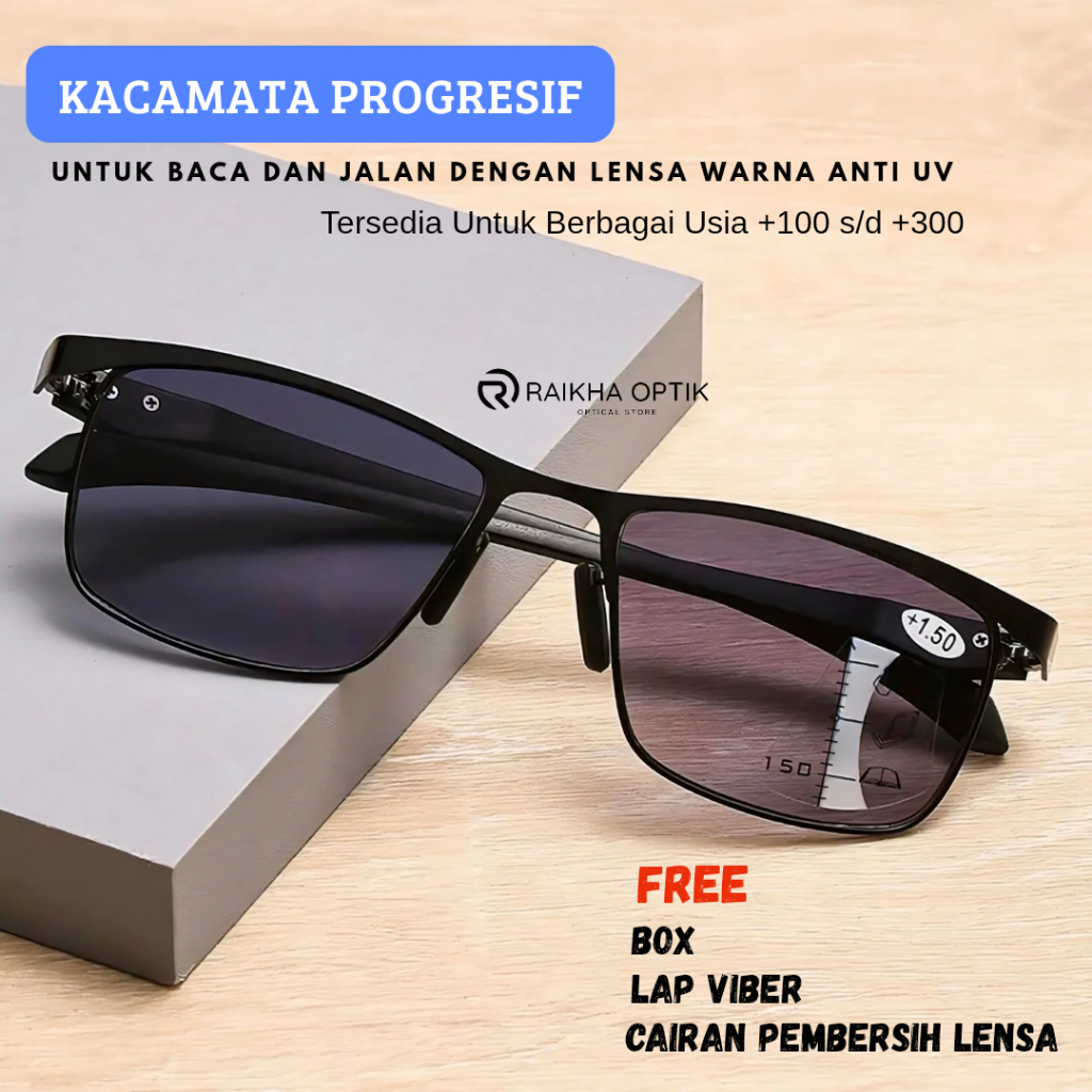 Jual Kacamata Progresif Baca Dan Jalan Lensa Warna Anti UV untuk pria ...