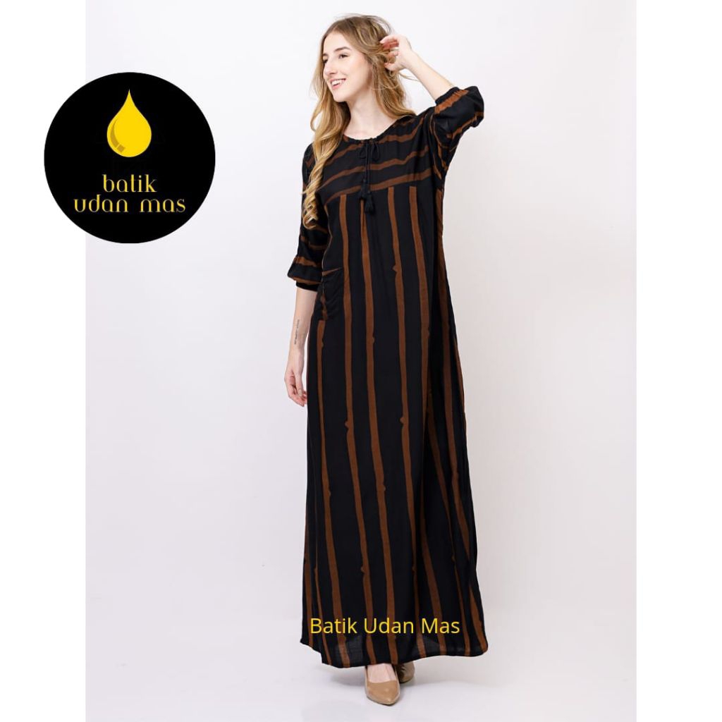 Jual Batik udan mas- Dress Hitam Bahan Rayon premium/Gamis Lovita ...