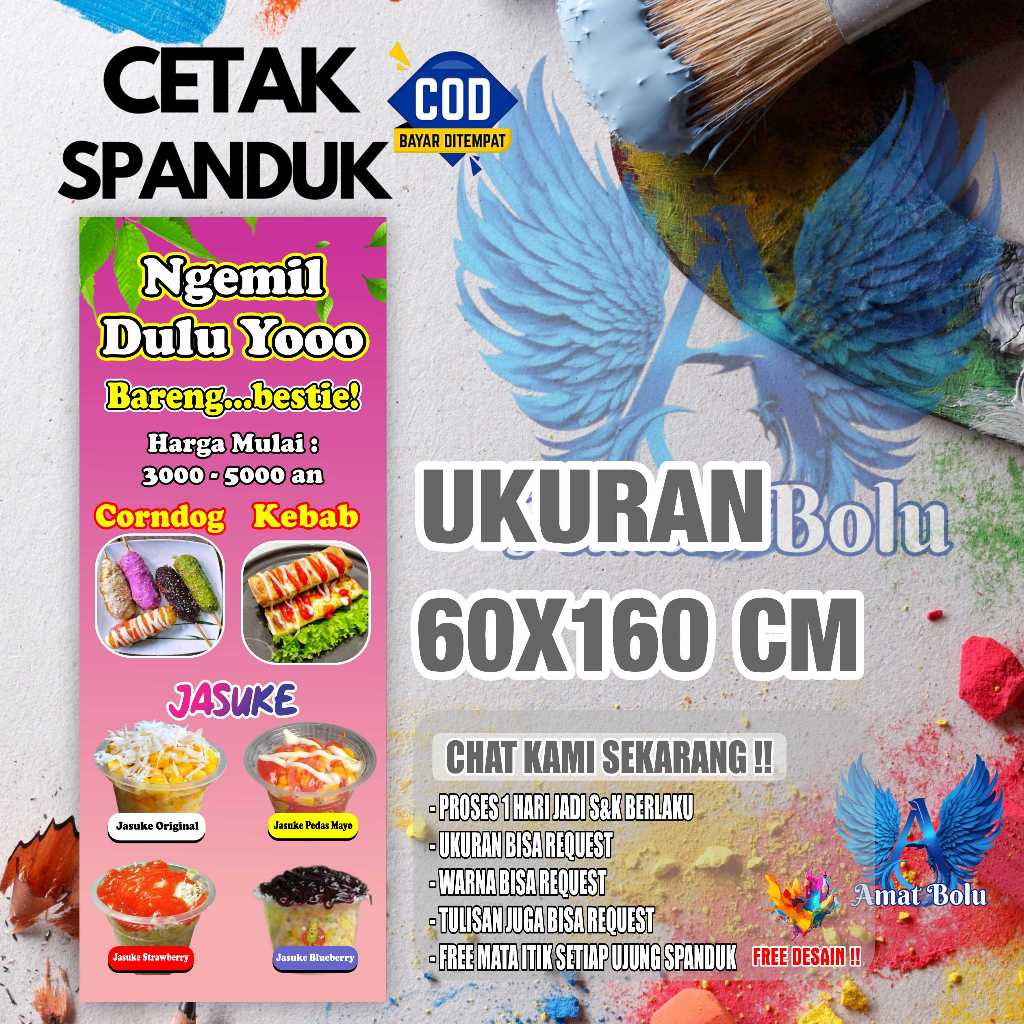 Jual Cetak Spanduk Cetak Banner JASUKE CORNDOG & KEBAB Costom Desain ...