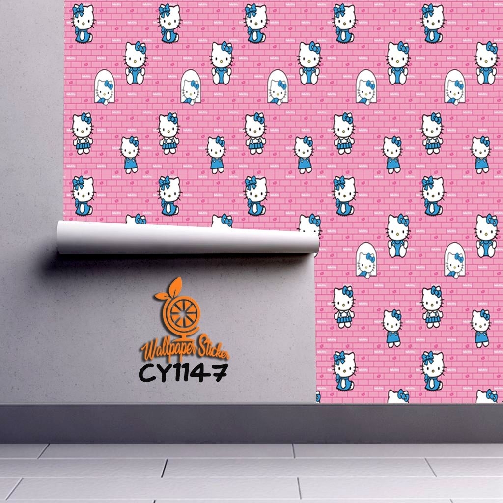 Jual Wallpaper dinding hello Kitty bata ukuran 1 ROL FULL/ wallpaper dinding/ Stiker dinding ...