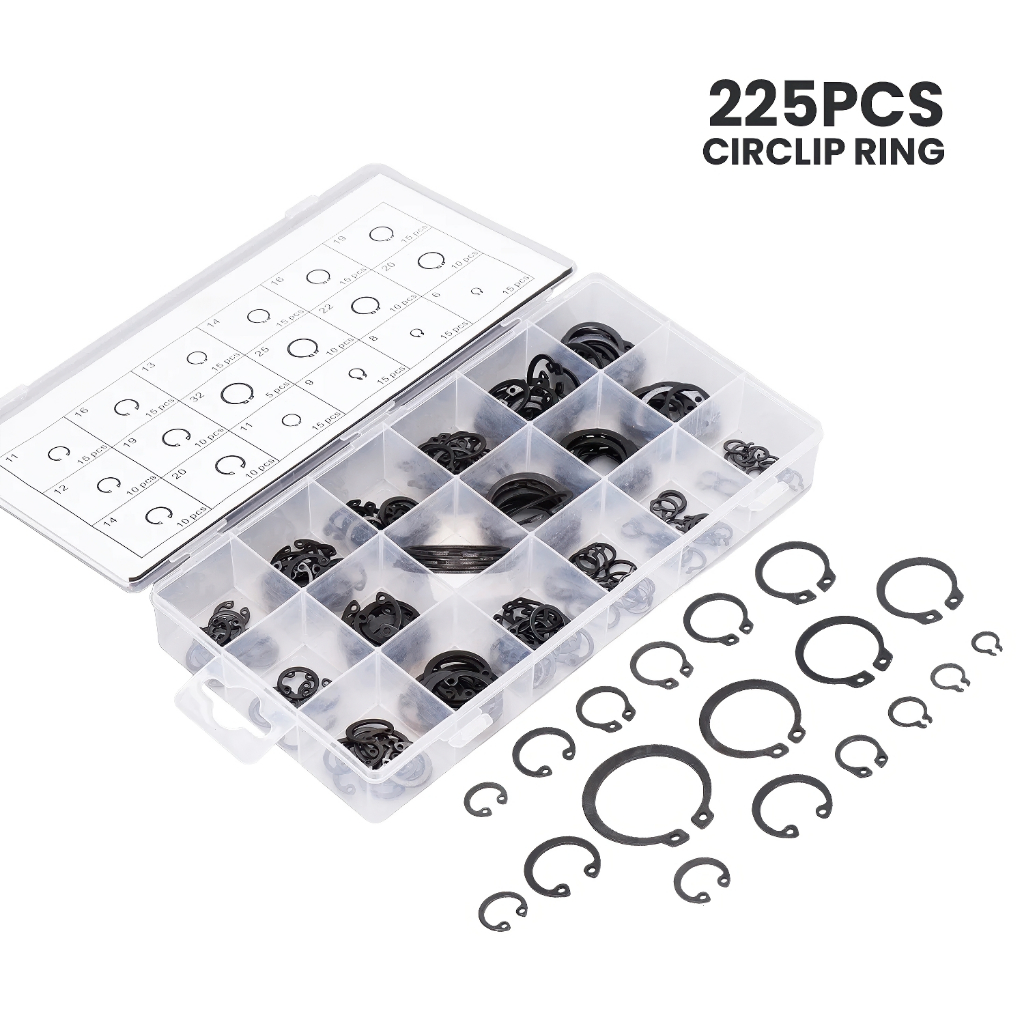 Jual Set Snap Ring Circlip Ring Pengunci 225 Pcs Bahan Carbon Steel Retaining Ring - 6844 ...