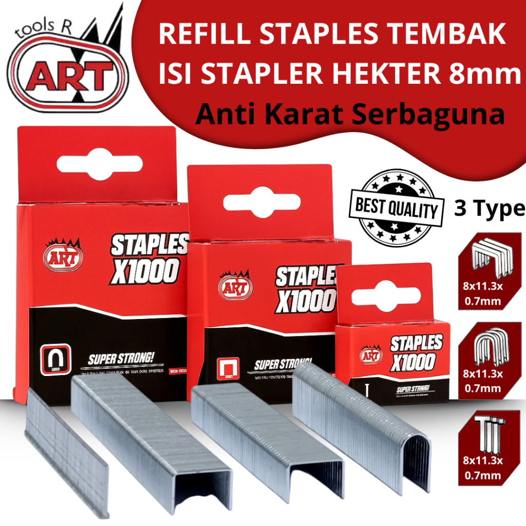 Jual Isi Hekter Refill Staples Stapler Tembak Manual 8mm 1000PCS 3 ...